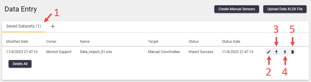 Entering readings for a sensor