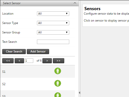Display sensor properties and latest readings